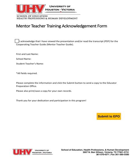 Employee Training Acknowledgement Form