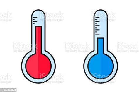 평면 디자인 저온 및 고온 온도계 아이콘 세트 온도 뜨겁고 차가운 벡터 0명에 대한 스톡 벡터 아트 및 기타 이미지 0명