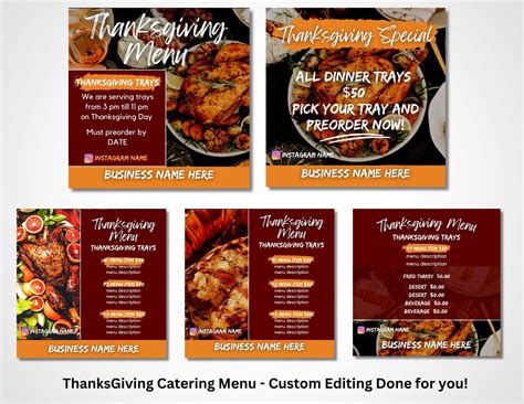 Thanksgiving Catering Menu Etsy