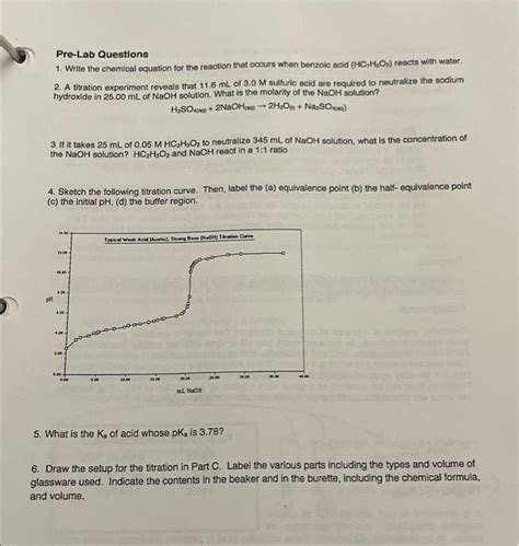 Solved Pre Lab Questions 1 Write The Chemical Equation For