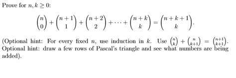 Solved Prove for n,k 2 0: Tl n+ 1 n+ 2 (Optional hint: For | Chegg.com