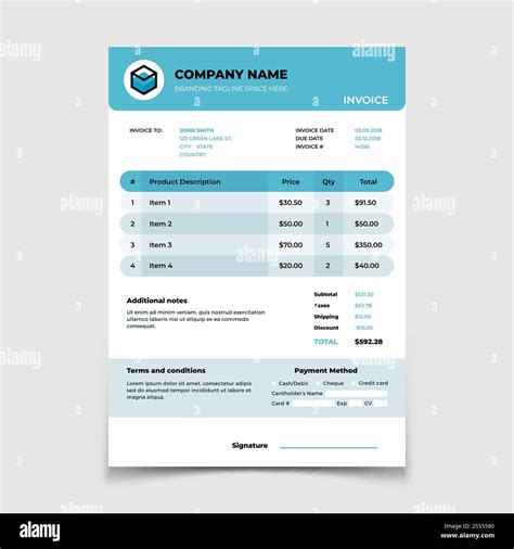 Invoice Template Bill Form Bookkeeping Vector Document Design Vector