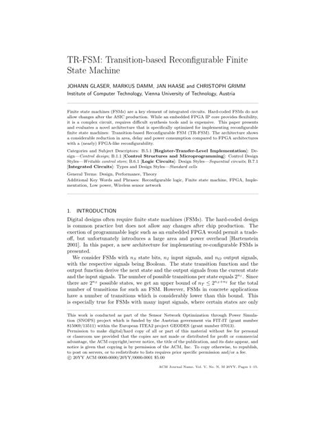 PDF TR FSM Transition Based Reconfigurable Finite State Machine