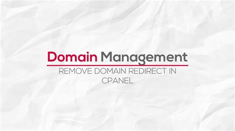 how to remove domain redirect in cpanel youtube