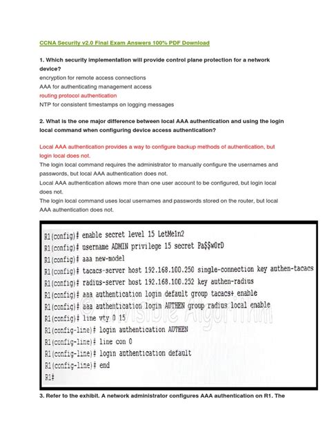 ccna security v2 0 final exam answers 100 pdf download routing