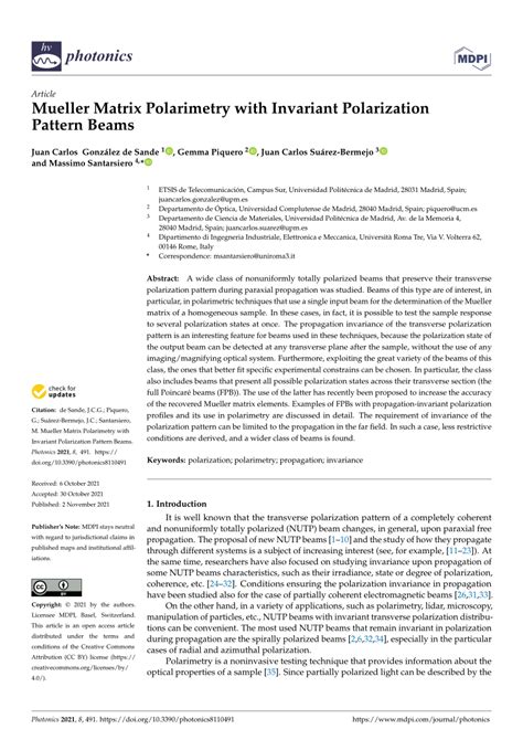 Pdf Mueller Matrix Polarimetry With Invariant Polarization Pattern Beams