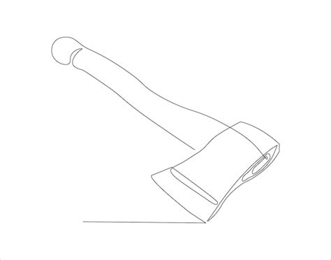 Premium Vector Continuous Line Drawing Of Axe One Line Of Axe Hatchet Continuous Line Art