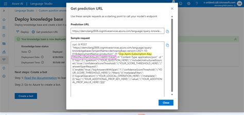 node js how to find the endpointkey for azure custom question