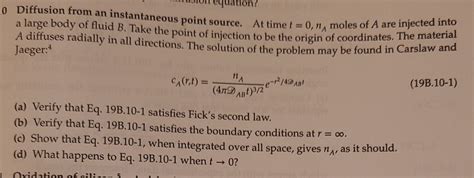 Solved Diffusion From An Instantaneous Point Source At Time