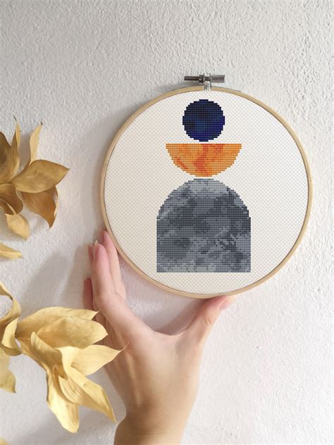 Modern Cross Stitch Pattern Pdf Navy Orange Gray Cross Stitc Inspire Uplift