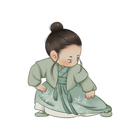 中医 八段锦 Q版 插画