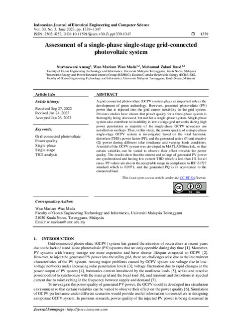 pdf assessment of a single phase single stage grid connected