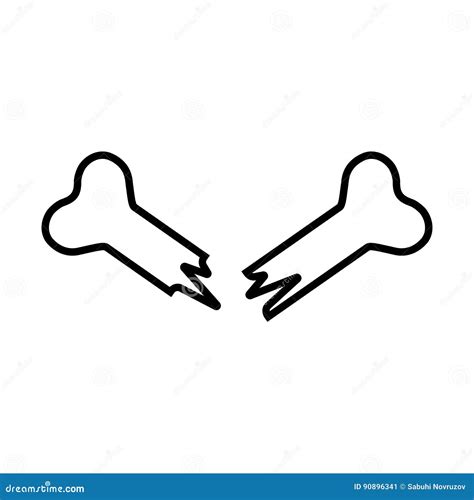 Bone Fracture Icon On White Background Outline Bone Icon Cartoon Vector