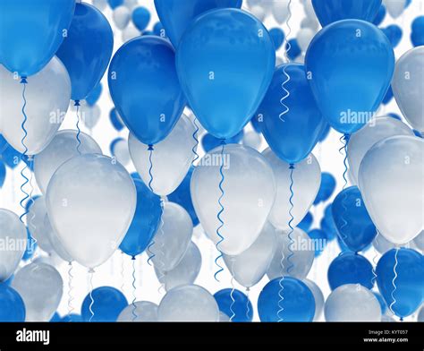 Geburtstag Luftballons blau und weiß isoliert 3D Render Abbildung Stockfotografie Alamy