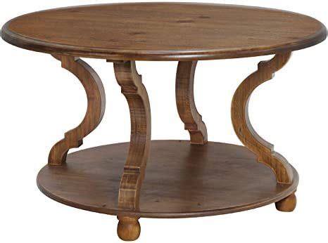 FINECASA Wood Coffee Table Round Coffee Table Living Room Round