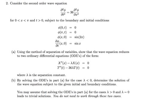 Solved 2 Consider The Second Order Wave Equation 36 дх2