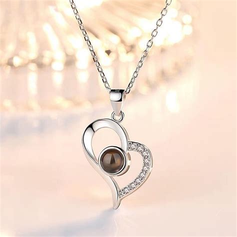 Magische Ketting Zilveren Liefdes Hartje OnlyU 100 Talen I Love You