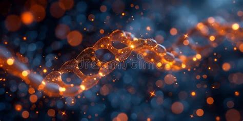 Orange Dna Strand On Blue Background Genetics Science Biotechnology