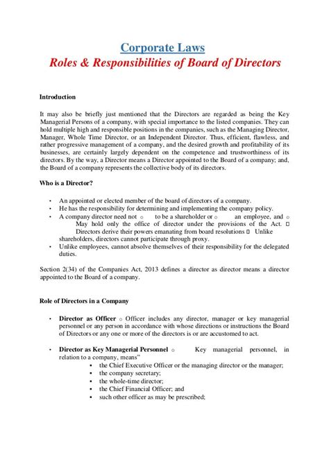 Roles Of Board Of Directors