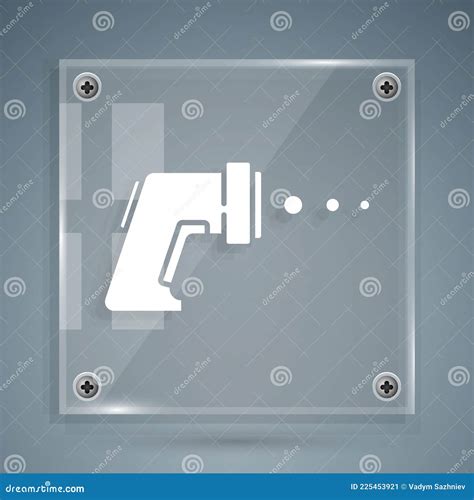 White Digital Contactless Thermometer With Infrared Light Icon Isolated On Grey Background