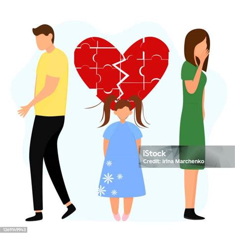 아이가 고통받는 남편과 아내 사이의 가족 이별 또는 싸움 분리에 대한 스톡 벡터 아트 및 기타 이미지 분리 부모 결별