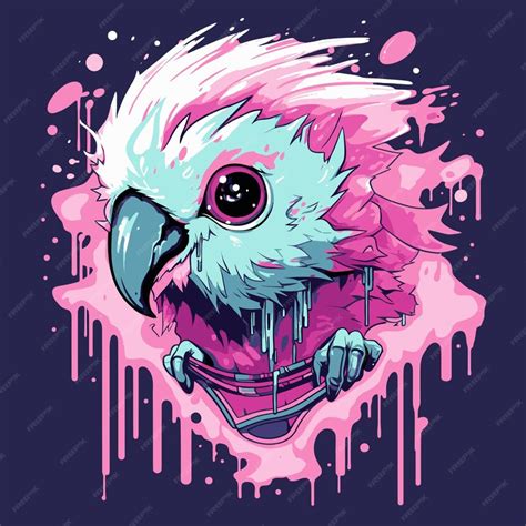Premium Vector Colorfull Zombie Bird Parrot Portrait Pasteeel Colors