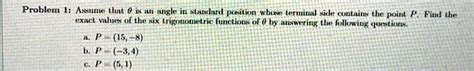 Texts Problem Assume That Is An Angle In Standard Position Whose