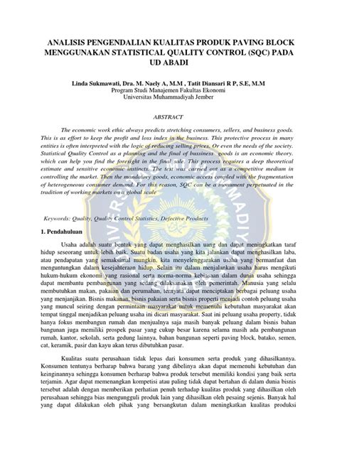 Kontrol Kualitas Paving Block Menggunakan Sqc Pdf