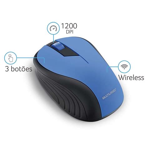 MOUSE SEM FIO GHZ PRETO E AZUL USB MO Lepok A Sua Grande Papelaria