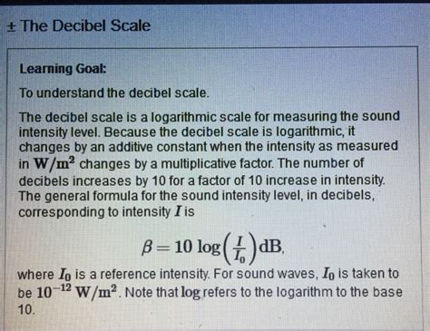 Solved ± The Decibel Scale Learning Goal To Understand The