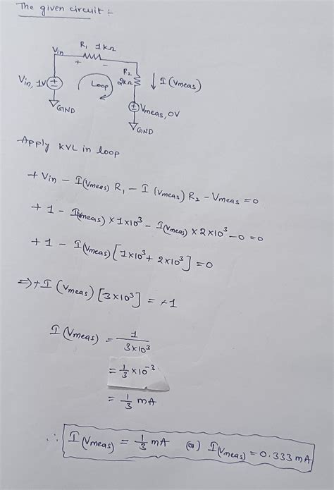 Solved Hand Calculate Vin Ri Ik Vout Vin 1 V R2 2k Ivmens