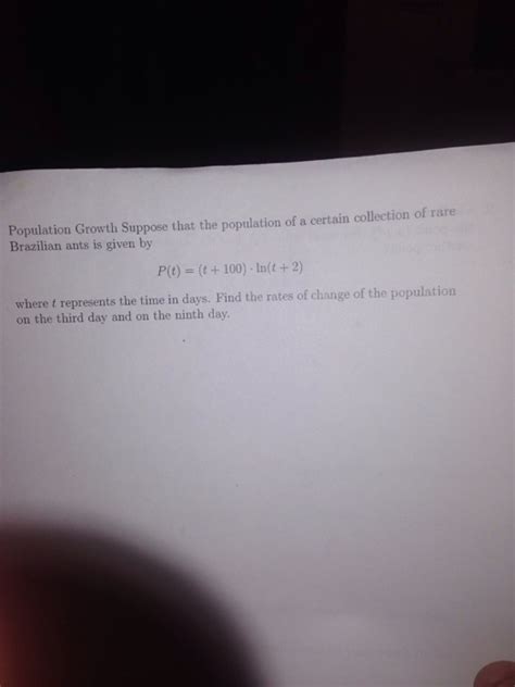 Solved Population Growth Suppose That The Population Of A