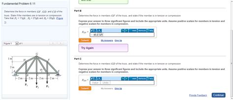 Solved Determine The Force In Members GF GD And CD Of The Chegg