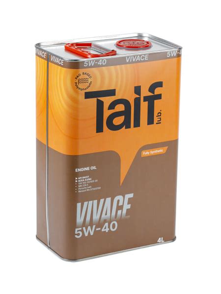 Масло моторное TAIF vivace 5W-40 Синтетическое 4 л 211026 купить c ...