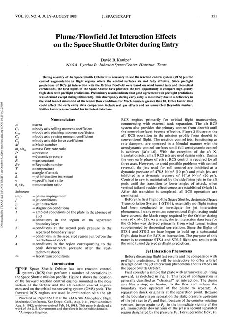 Pdf Plumeflowfield Jet Interaction Effects On The Space Shuttle