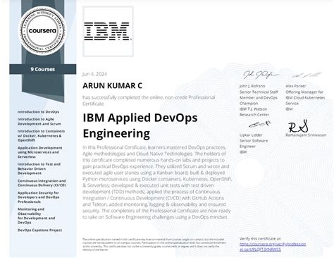 arun c on linkedin devops certificationcomplete ibm coursera