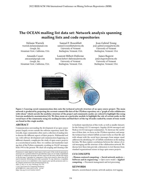 The Ocean Mailing List Data Set Network Analysis Spanning Mailing Lists And Code Repositories Pdf