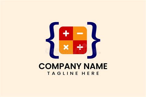 Flat Code Mathematics Logo Coding Programmer Logo Stock Vector