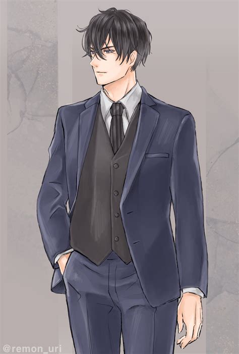 Safebooru 1boy Aresh Indolark Black Hair Black Necktie Black Vest