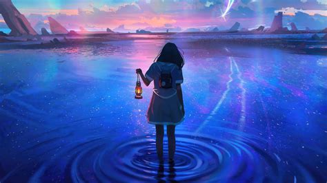2560x1440 Girl Journey Through Stardust Waters 1440p Resolution Hd 4k
