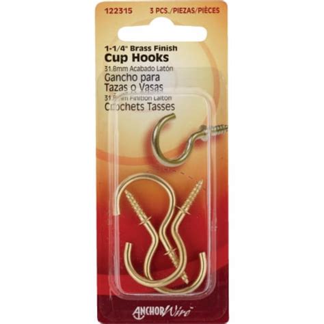 Hillman Anchor Wire 1 14 In Brass Large Cup Hook 3 Count 122315