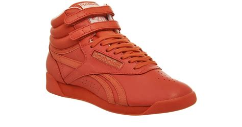 Reebok Leather Freestyle Hi In Red Lyst