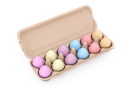 판지 패키지 상자 용기에 신선한 치킨 멀티 컬러 계란 3d 렌더링 0명에 대한 스톡 사진 및 기타 이미지 0명 날것 농장 Istock