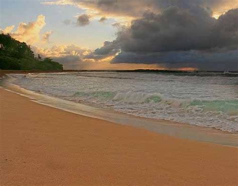 Sunset Beach With Waves Crashing