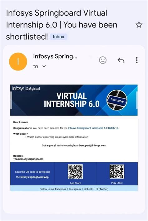 Im Glad To Share That I Have Been Selected For The Infosys Springboard