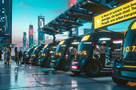 Fleet Of Autonomous Electric Taxis Premium Ai Generated Image