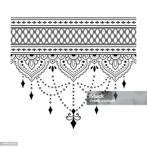 디자인 헤나 Mehndi 및 문신의 적용을 위해 꽃과 테두리 민족 동양 인도 스타일의 장식 패턴입니다 낙서 장식 손으로 벡터