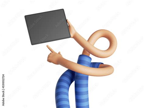 3d Render Funny Cartoon Flexible Tangled Hands Hold Digital Graphic