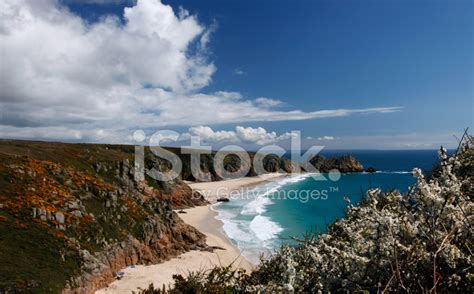 Porthcurno 비치 콘월 스톡 사진 Freeimages