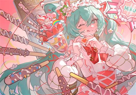 Hatsune Miku And Strawberry Miku Vocaloid Drawn By Flve Danbooru